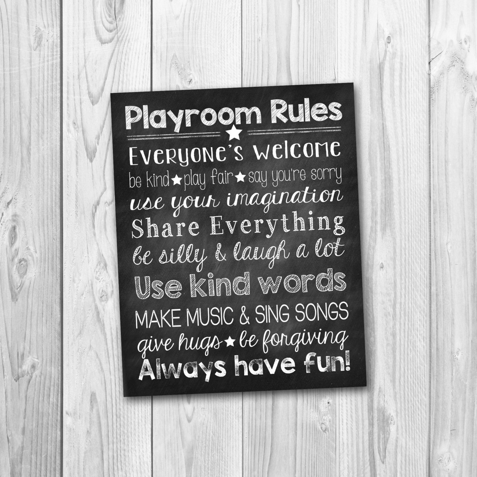 Playroom Rules, Chalkboard Sign, Chalkboard Printable, Subway Art ...