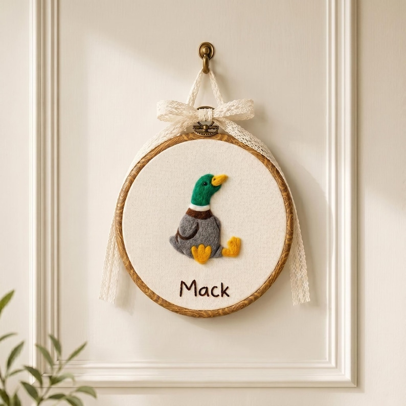 Personalized Needle Felt Bunny Hoop Art, Woodland Nursery Decor, Custom ...
