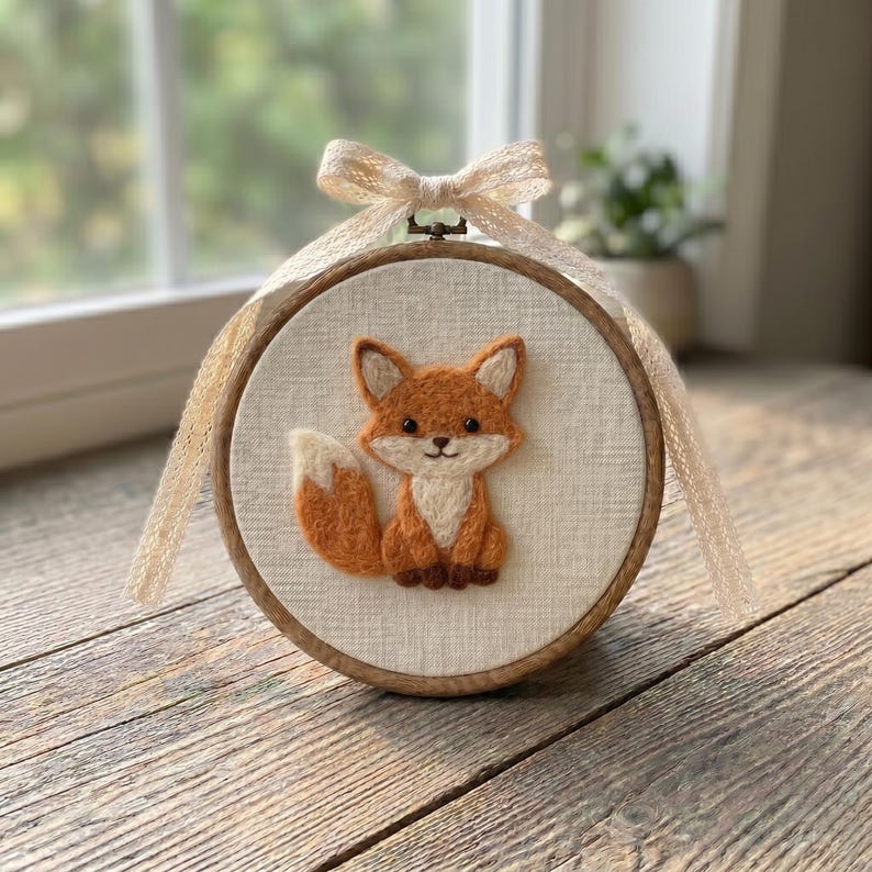 Personalized Needle Felt Bunny Hoop Art, Woodland Nursery Decor, Custom ...