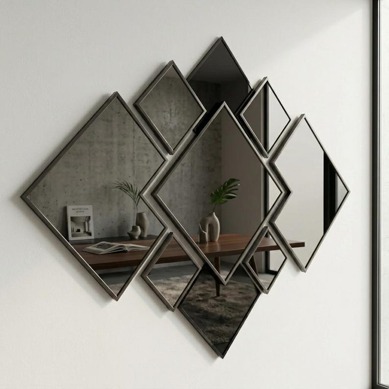 Geometric Multi-panel Wall Mirror for Modern Minimalist Home Office and ...