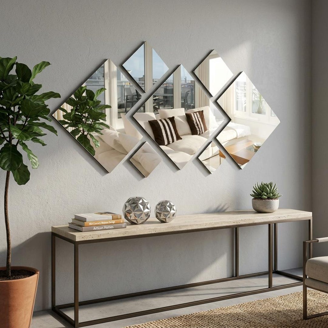 Geometric Multi-panel Wall Mirror for Modern Minimalist Home Office and ...