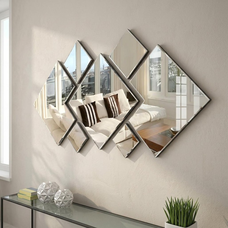 Geometric Multi-panel Wall Mirror for Modern Minimalist Home Office and ...