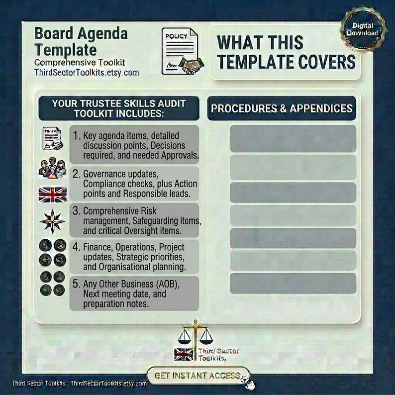 Board Agenda Template for UK Charity and CIC Governance - Etsy