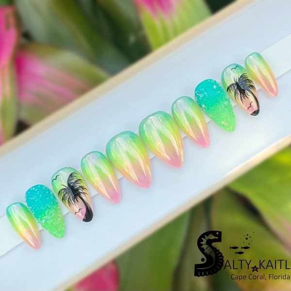Palm Tree Nails - Etsy