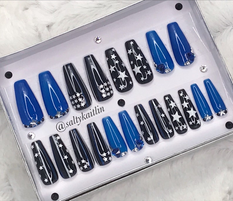 Police Thin Blue Line Press on Gel Nails | Etsy