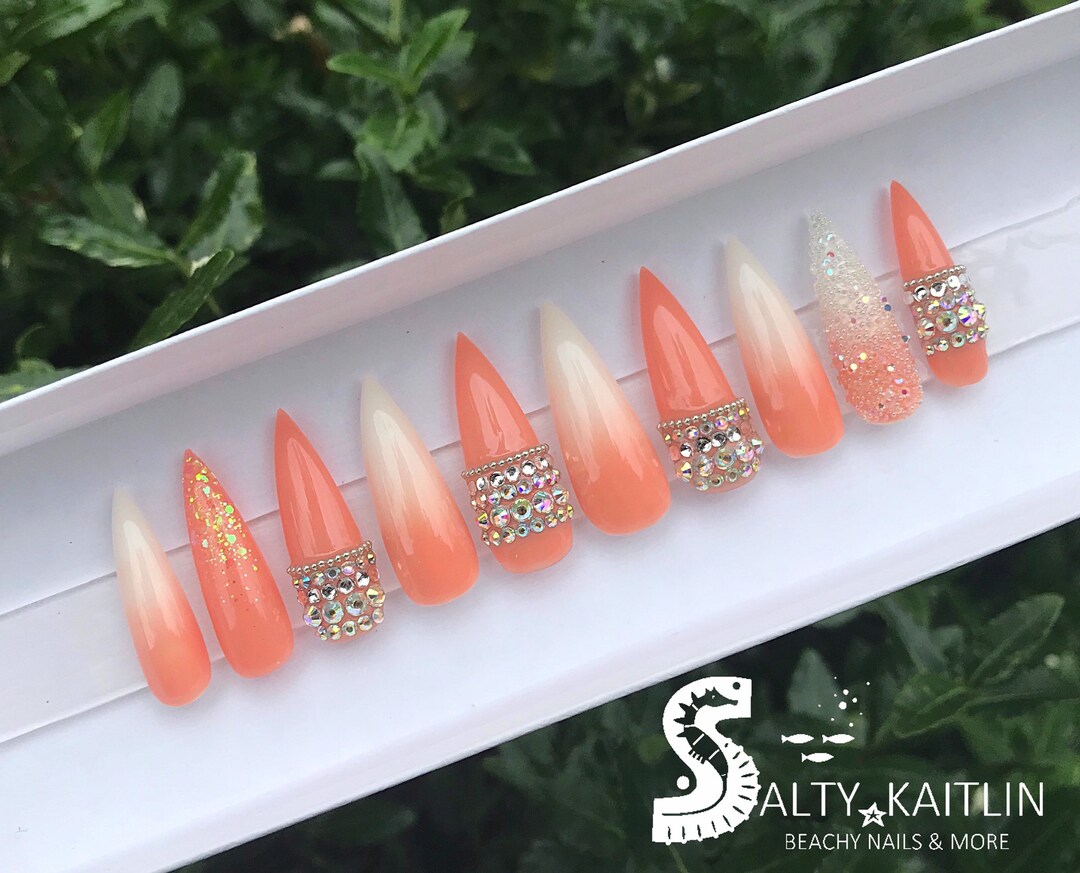 Peach Bellini Press on Gel Nails - Etsy