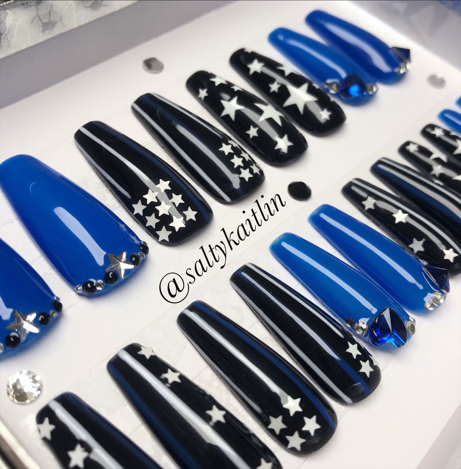 Police Thin Blue Line Press On Gel Nails | Etsy