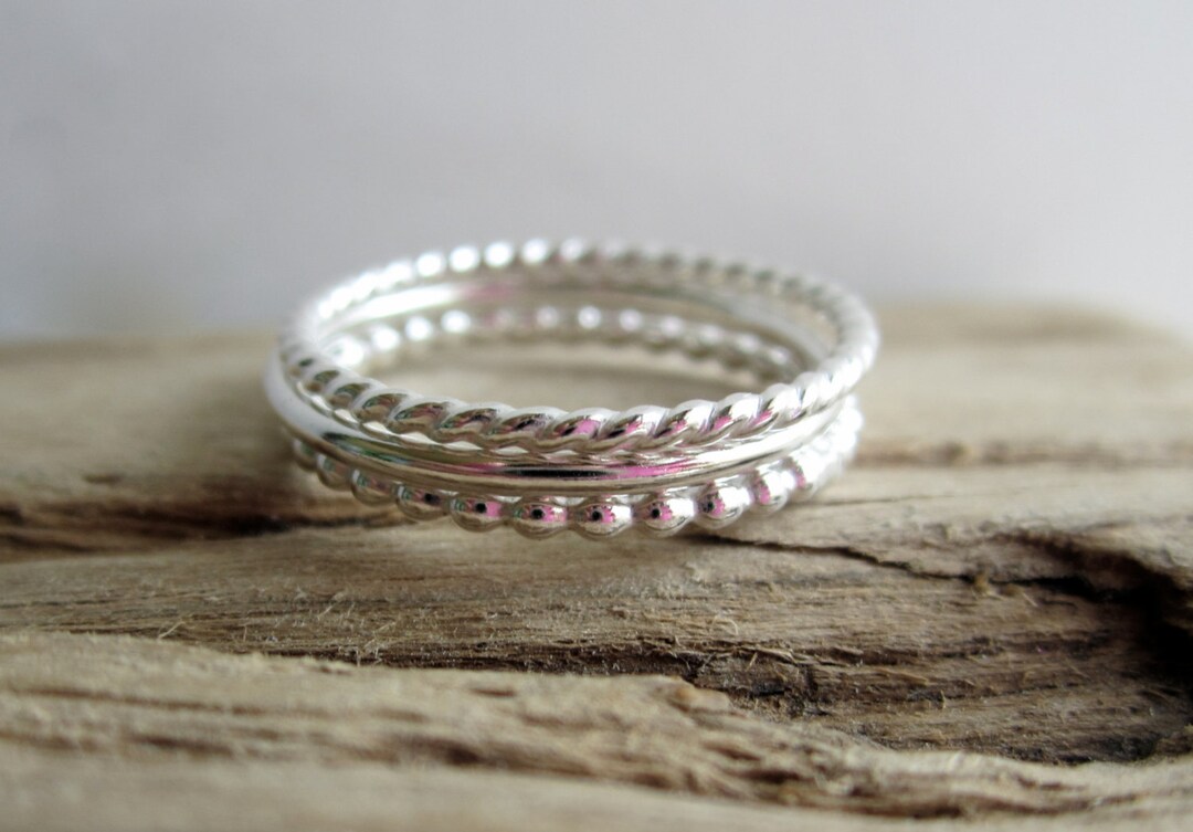 Silver Trio Stacking Set - Set of 3 - Etsy