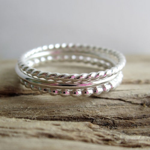 Silver Trio Stacking Set Set of 3 - Etsy