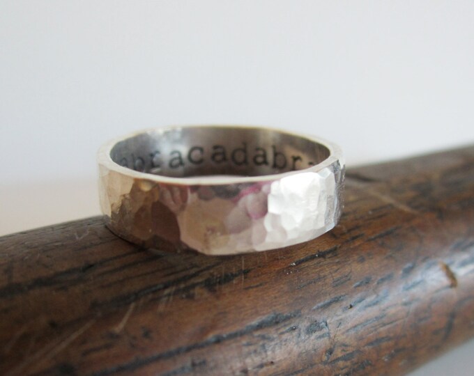 Personalized Hammered Sterling Silver Ring - Etsy