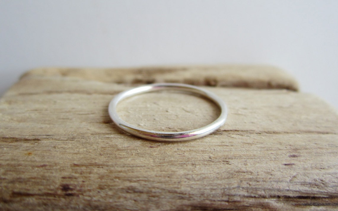 Thin Round Sterling Silver Ring Stacking Ring | Etsy