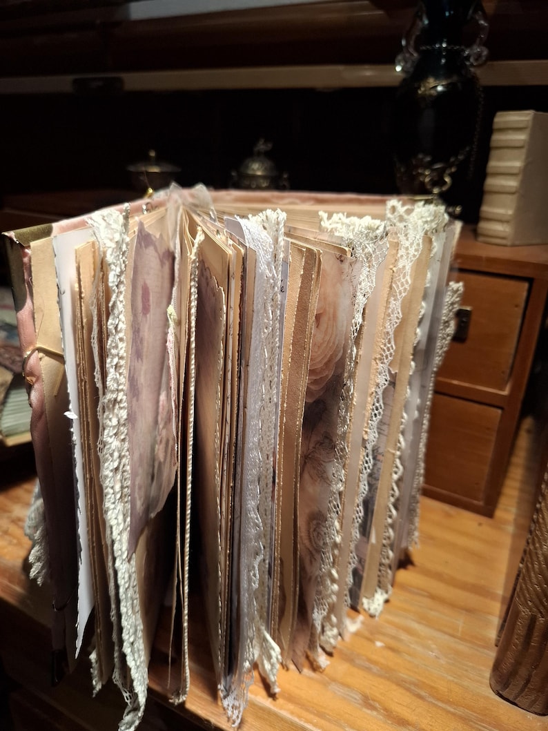 A Handmade Romantic Junk Journal in Delicate Shades of Pink, Decorated ...