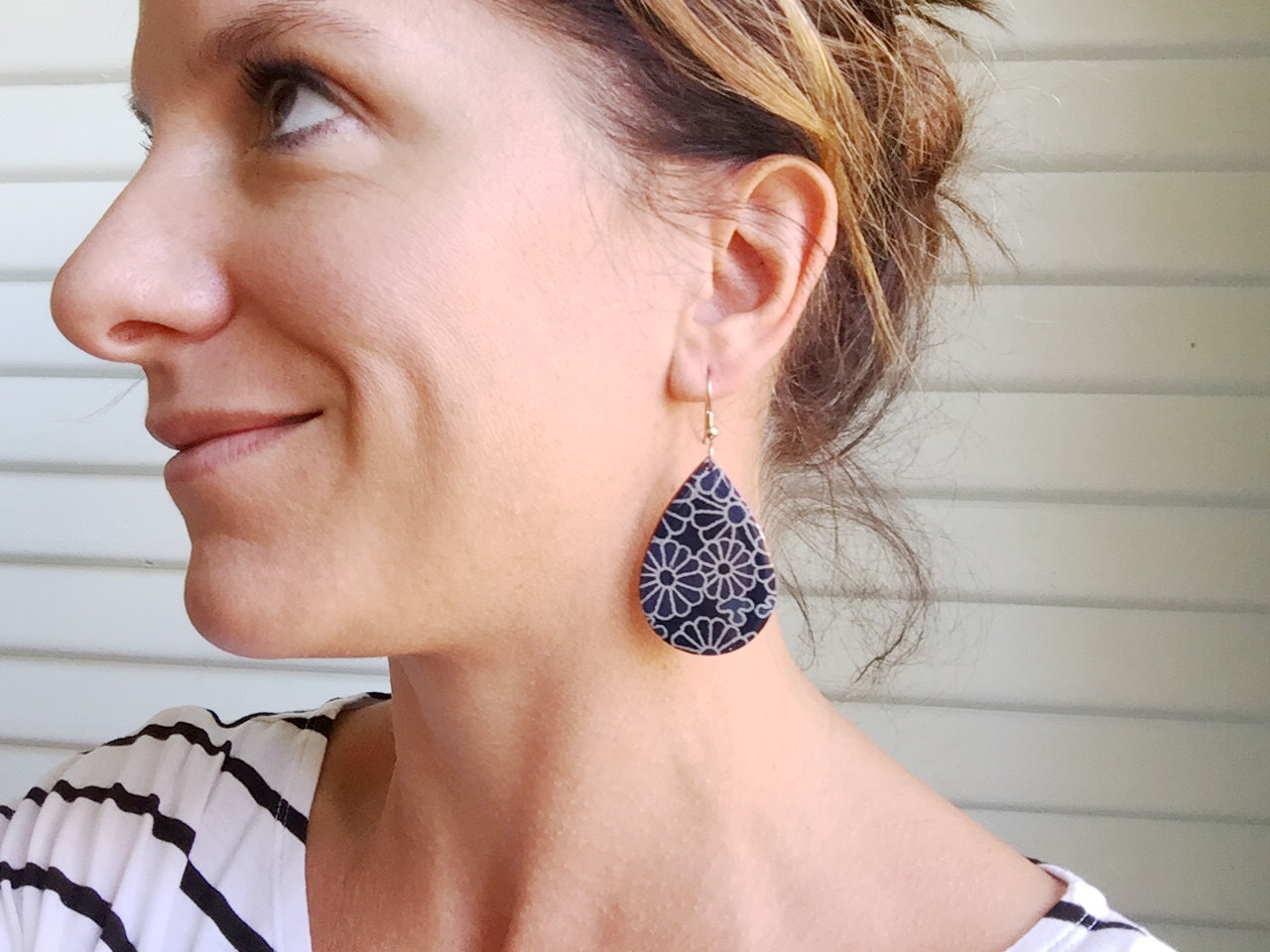 Japanese Tear Drop Earrings Cherry Blossom Earrings Aizome - Etsy