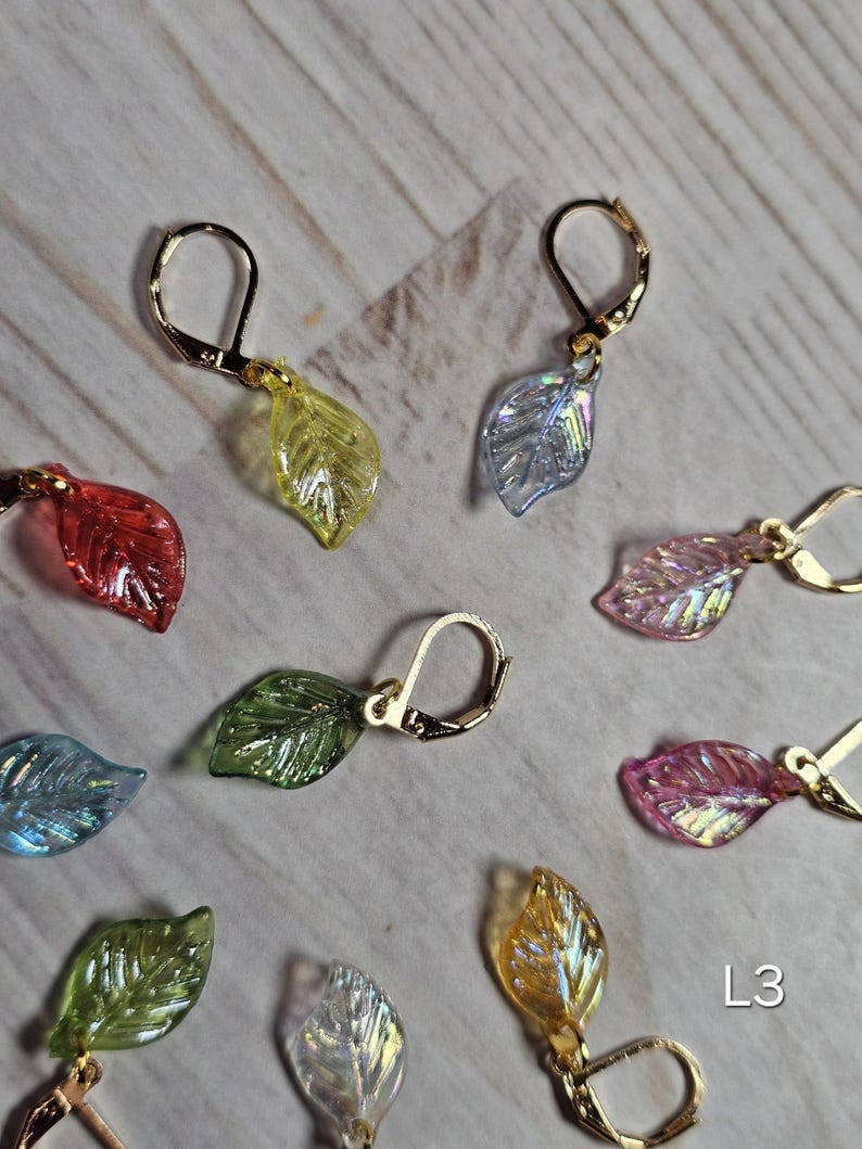 Shiny Leaf Stitch Markers/earrings/bag Charms (10) - Etsy