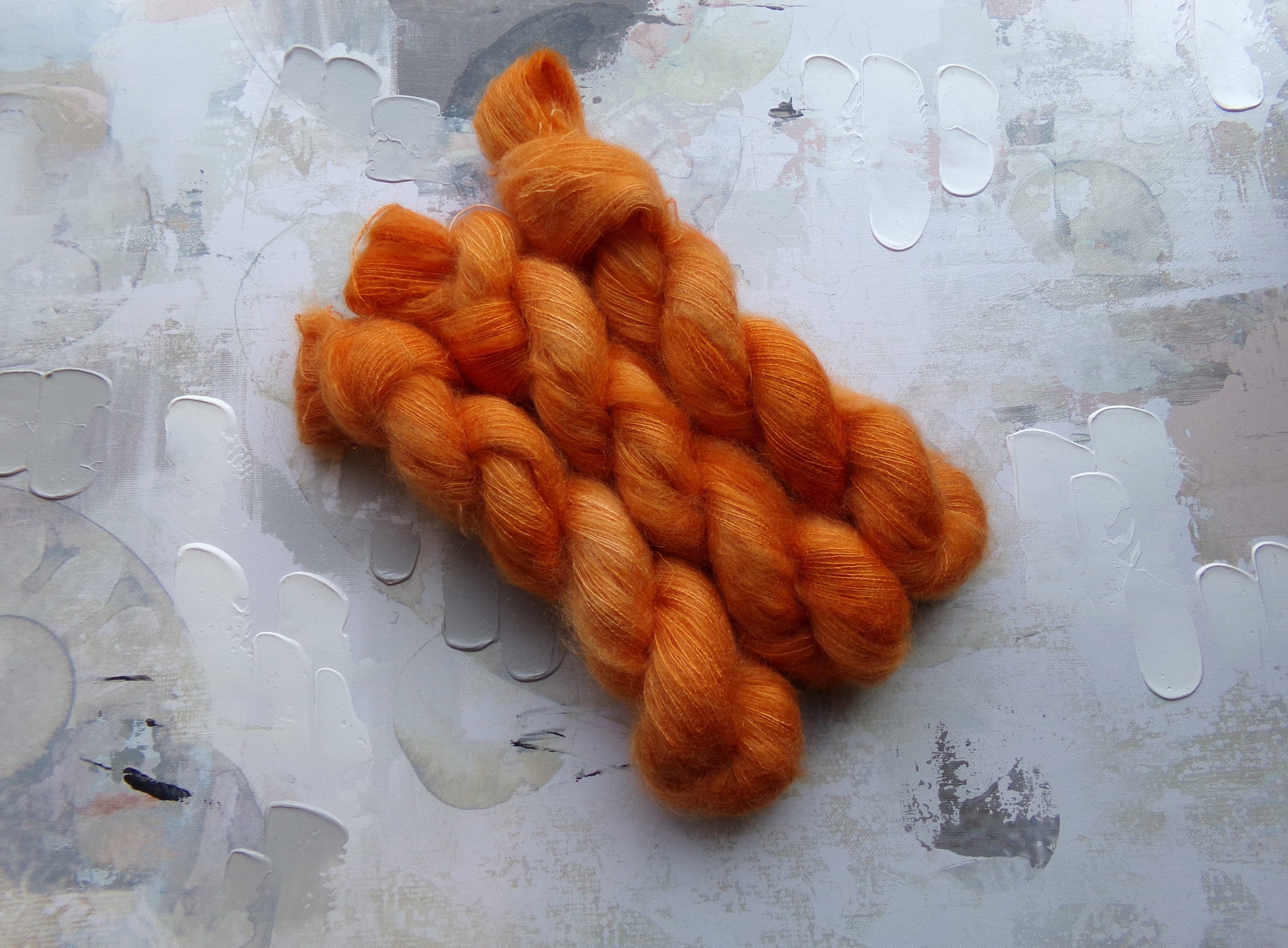 Pumpkin Hand dyed Yarn / Handdyed yarn Kid Silk Yarn Wool | Etsy