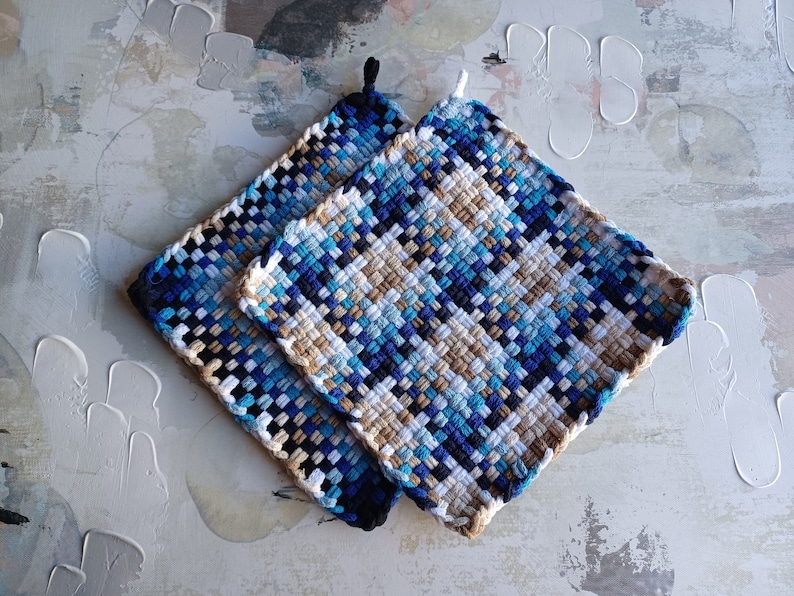 Large Cotton Potholder Trivet With Loop Hot Pad 100% Cotton - Etsy