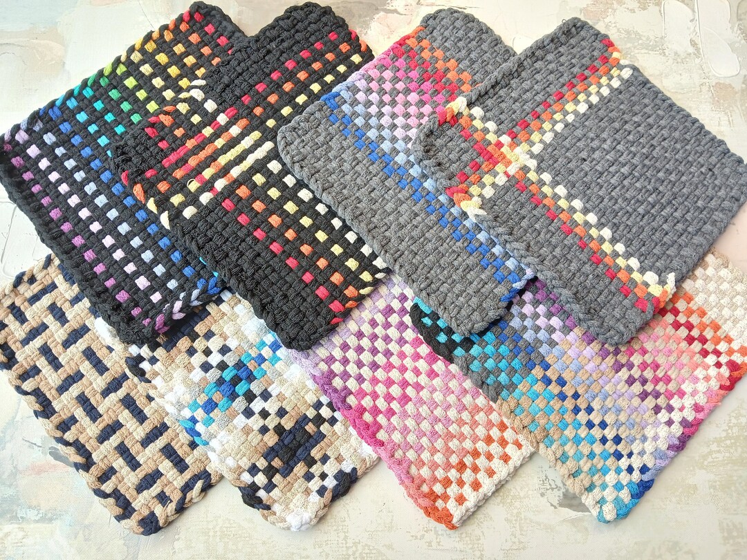 Large Cotton Potholder Trivet With Loop, Hot Pad, 100% Cotton, Machine ...