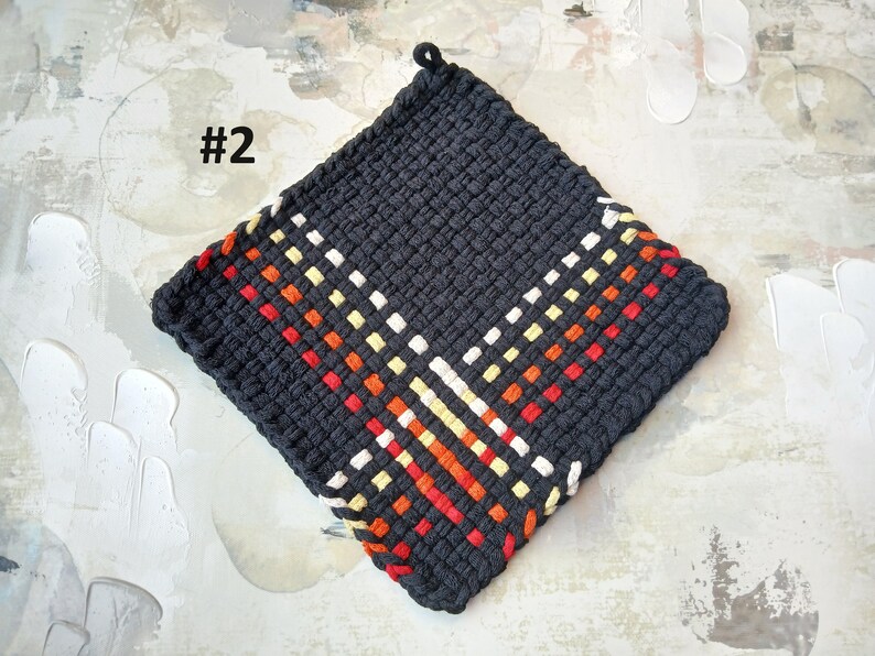 Large Cotton Potholder Trivet With Loop, Hot Pad, 100% Cotton, Machine ...