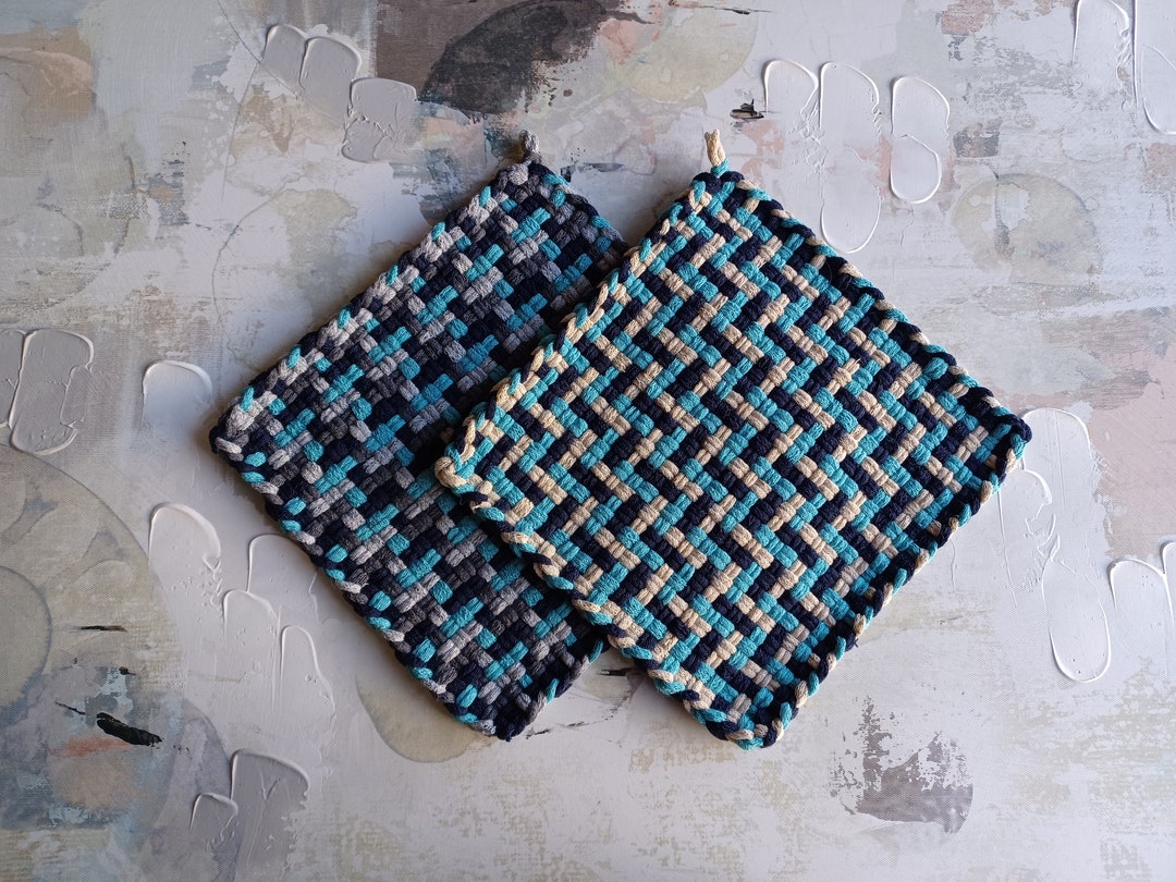 Large Cotton Potholder Trivet With Loop Hot Pad 100% Cotton - Etsy