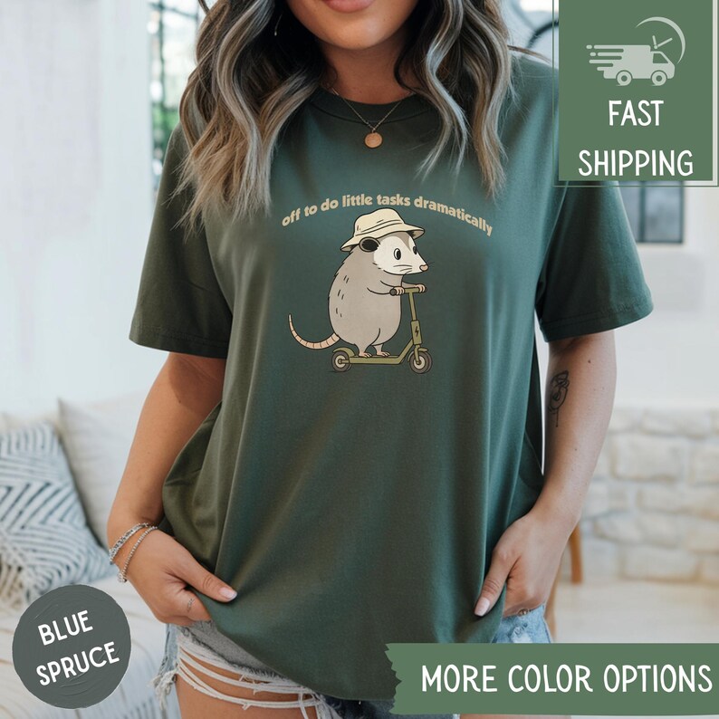 Funny Possum Shirt, Dramatic Tasks Scooter Graphic Tee, Comfort Colors ...