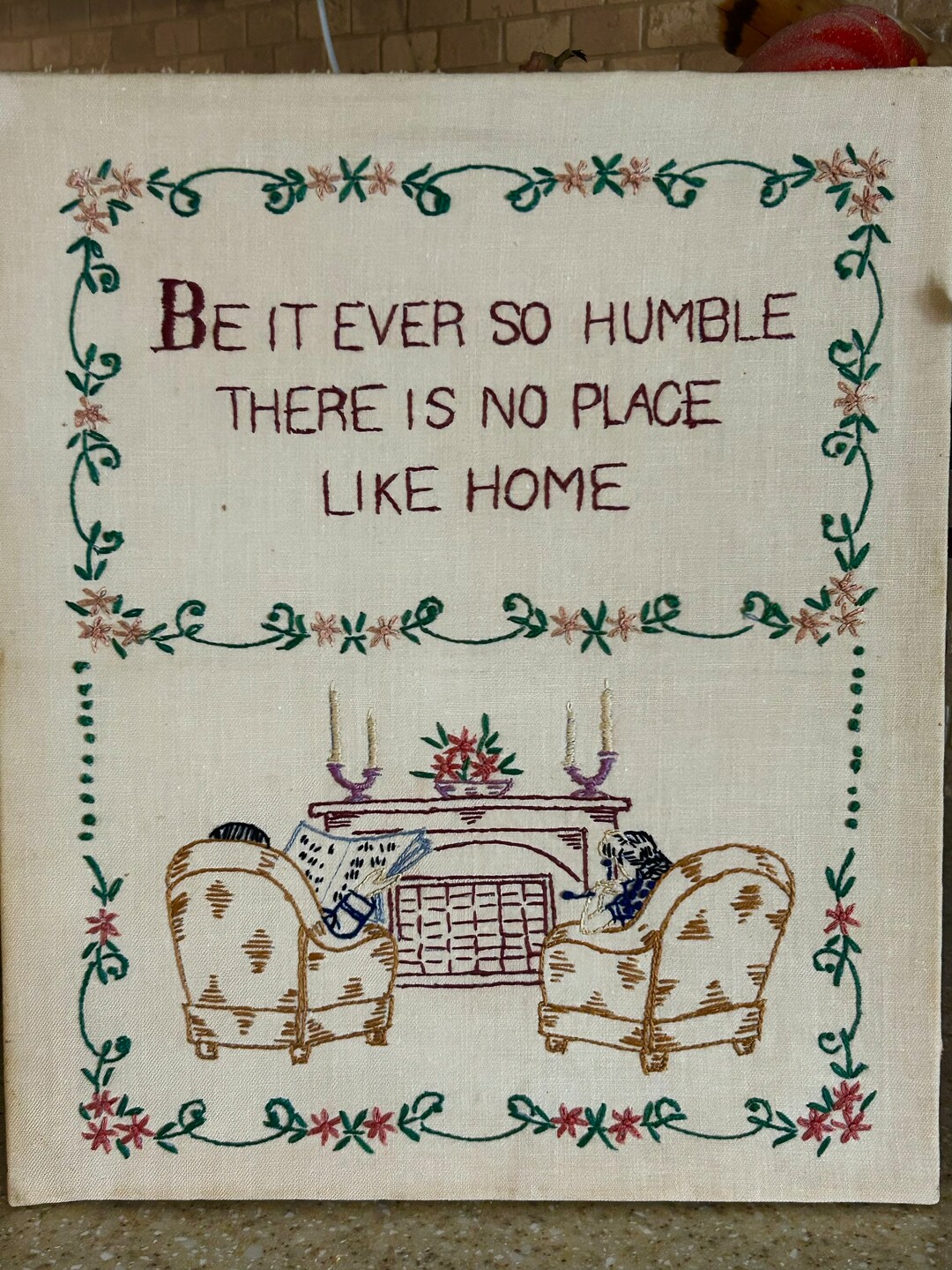 Humble Home Vintage Embroidered Picture Grandparent Gift Embroidery Day ...