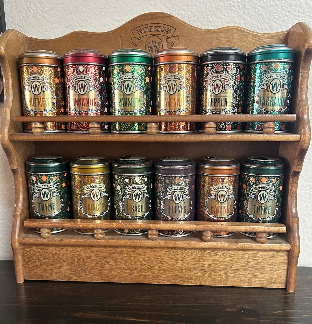 Watkins Spice Rack and Containers Vintage Wood Hanging Spice - Etsy