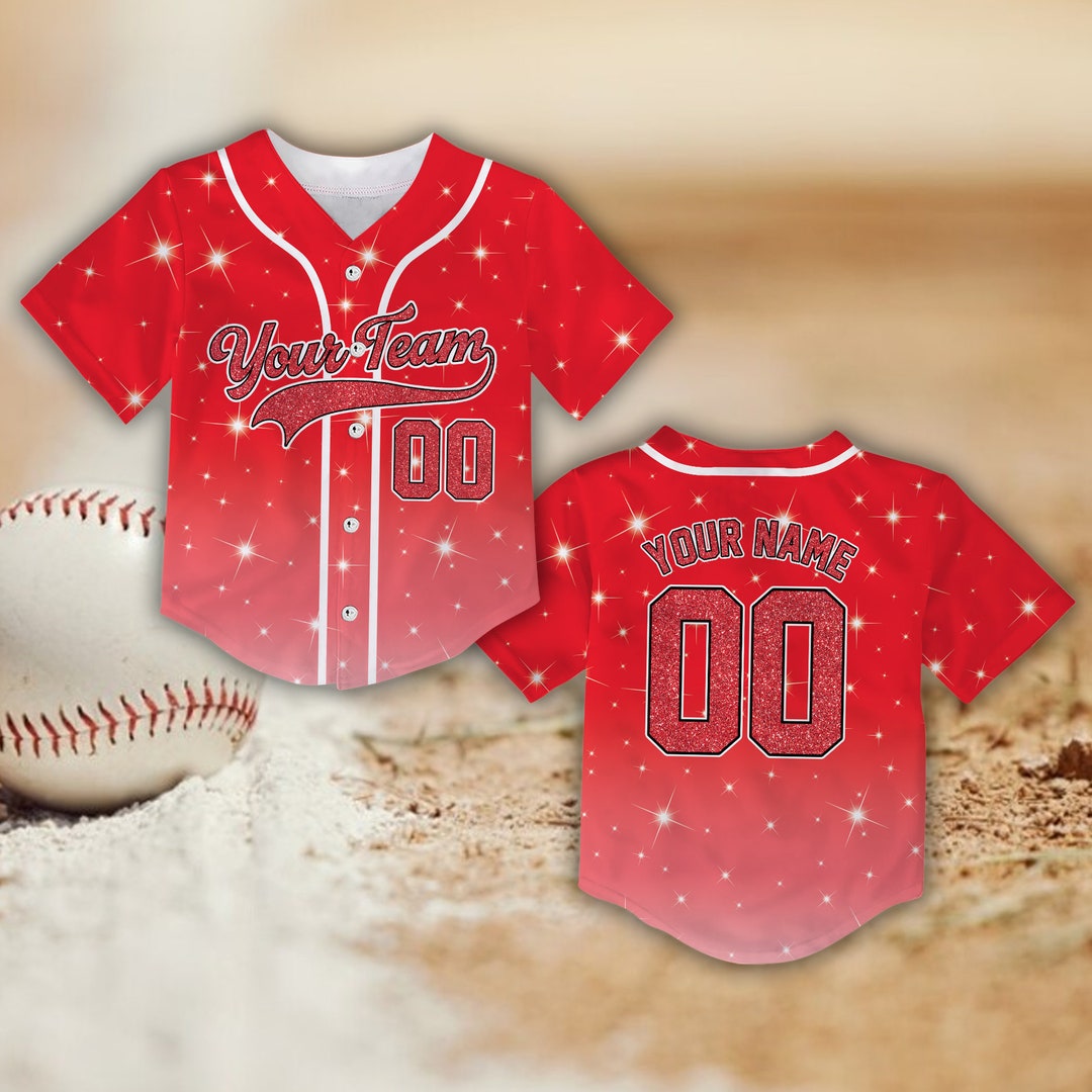 Custom Sparkling Gradient Color Baseball Jersey Personalized Baseball ...