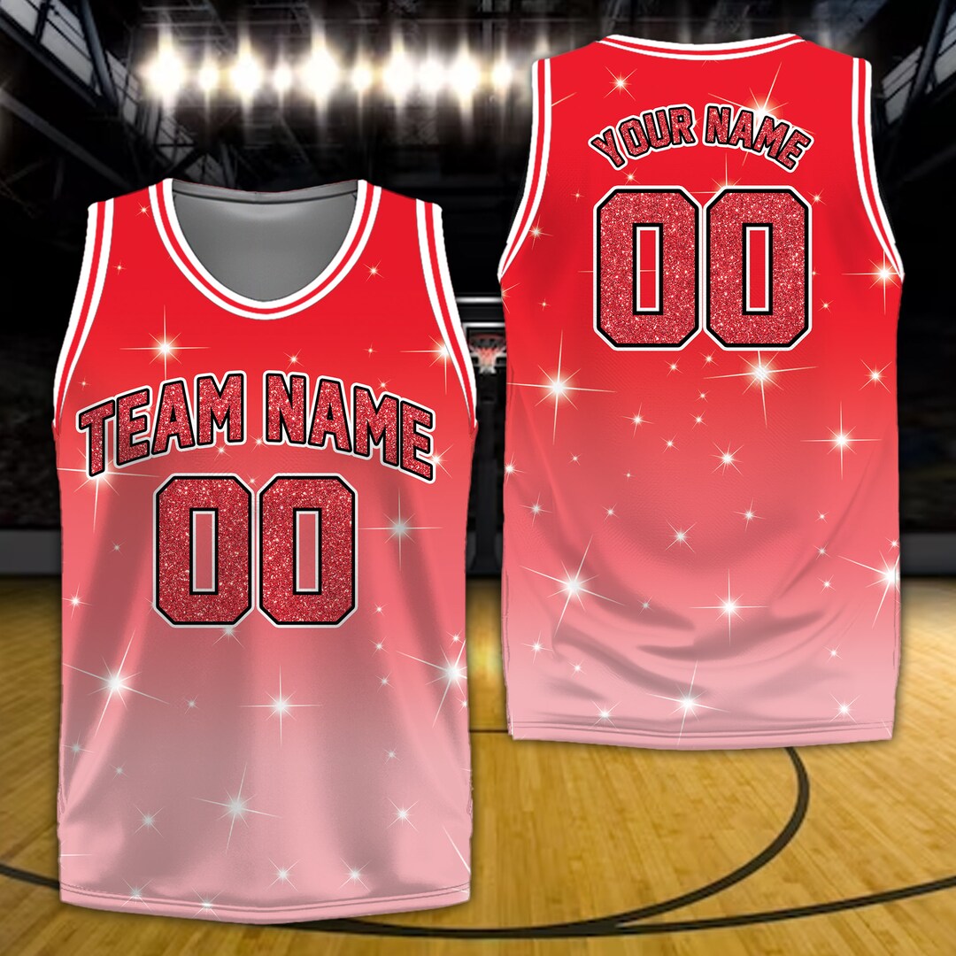 Custom Sparkling Glitter Gradient Basketball Jersey Personalized B-ball ...