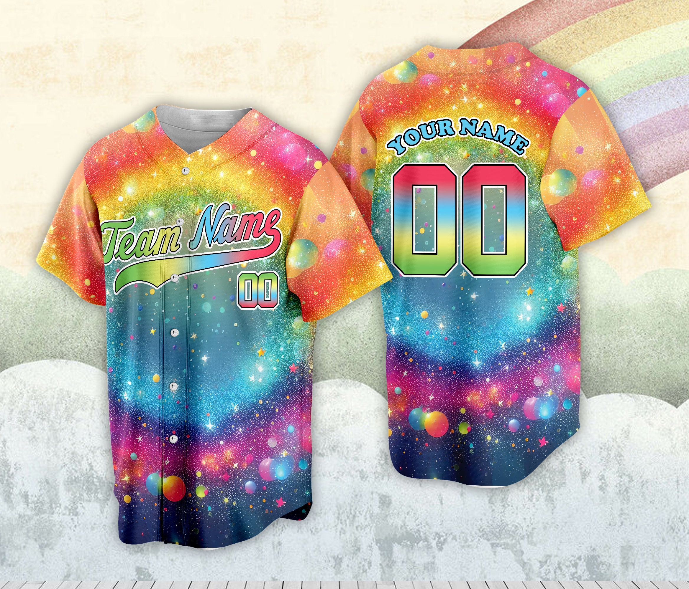 Personalized Sparkling Glitter Gradient Baseball Jersey Custom Baseball ...