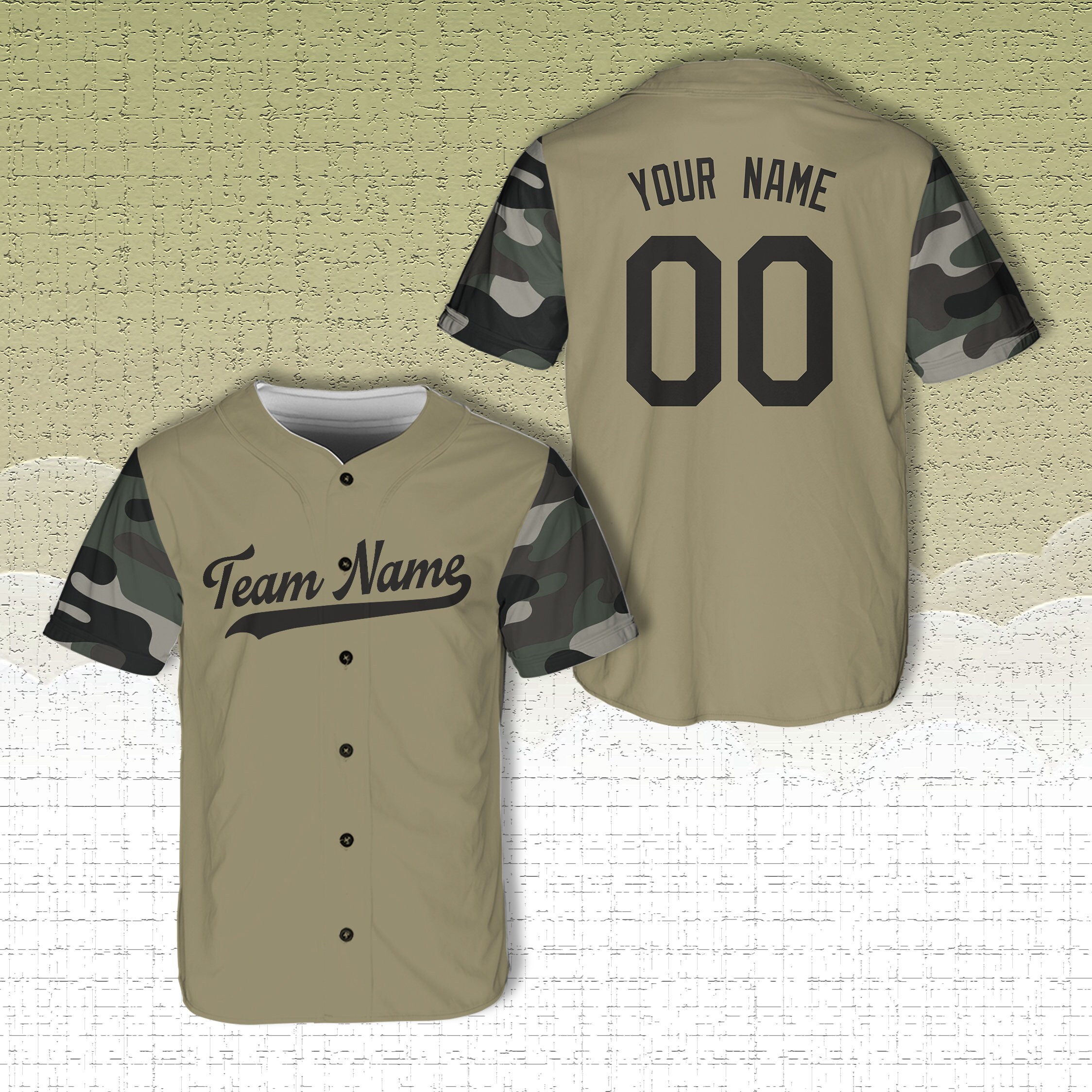 Custom Military Camouflage Pattern Baseball Jersey Personalized ...