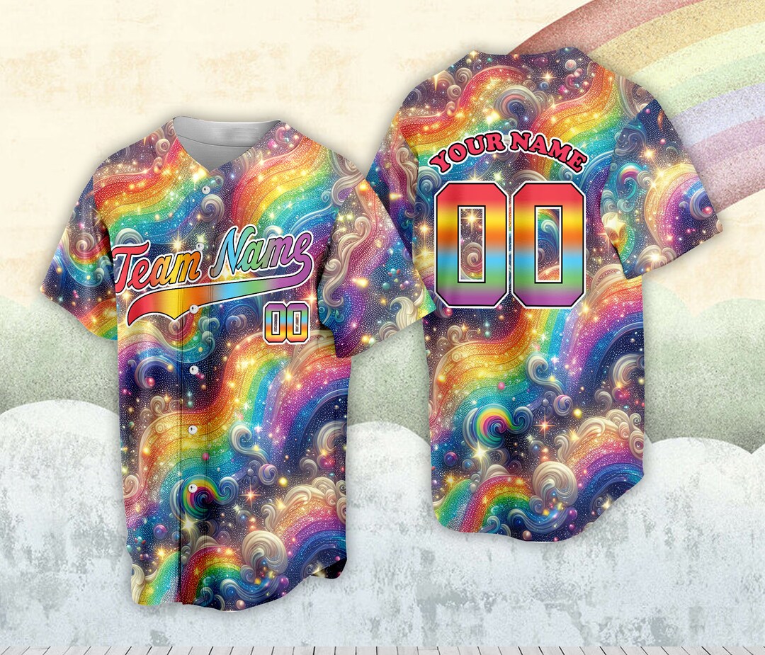 Personalized Sparkling Glitter Gradient Baseball Jersey Custom Baseball ...