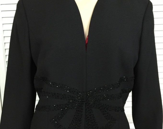 Vintage Black Beaded Short Jacket Size 10 Adrianna Papell - Etsy