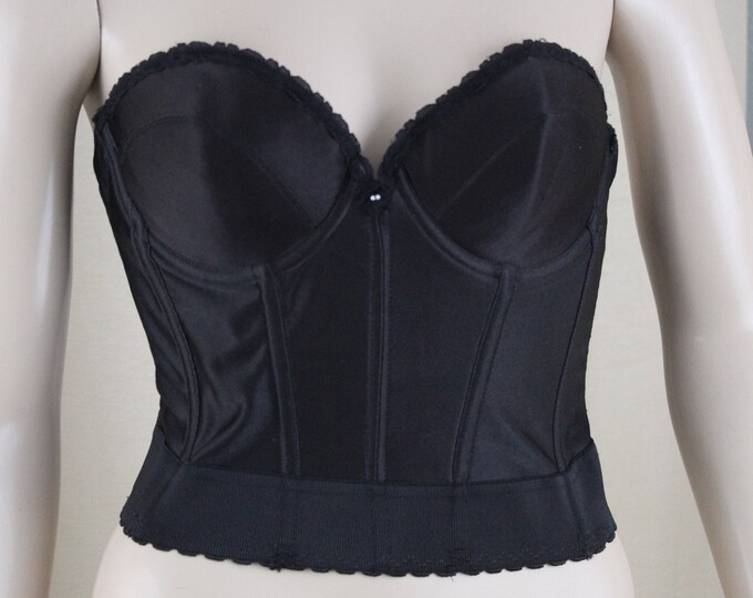 Vintage Flexees Black Satin Strapless Long Line Bra Size 34 C - Etsy