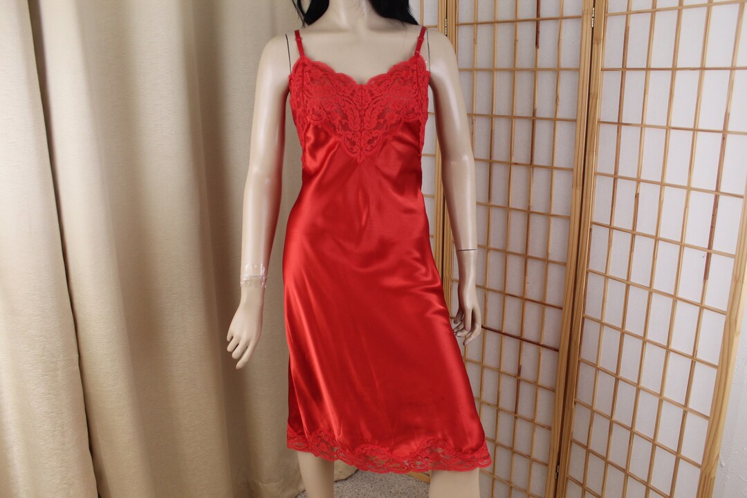 Vintage Red Liquid Satin Wonder Maid Full Slip Size 36 - Etsy