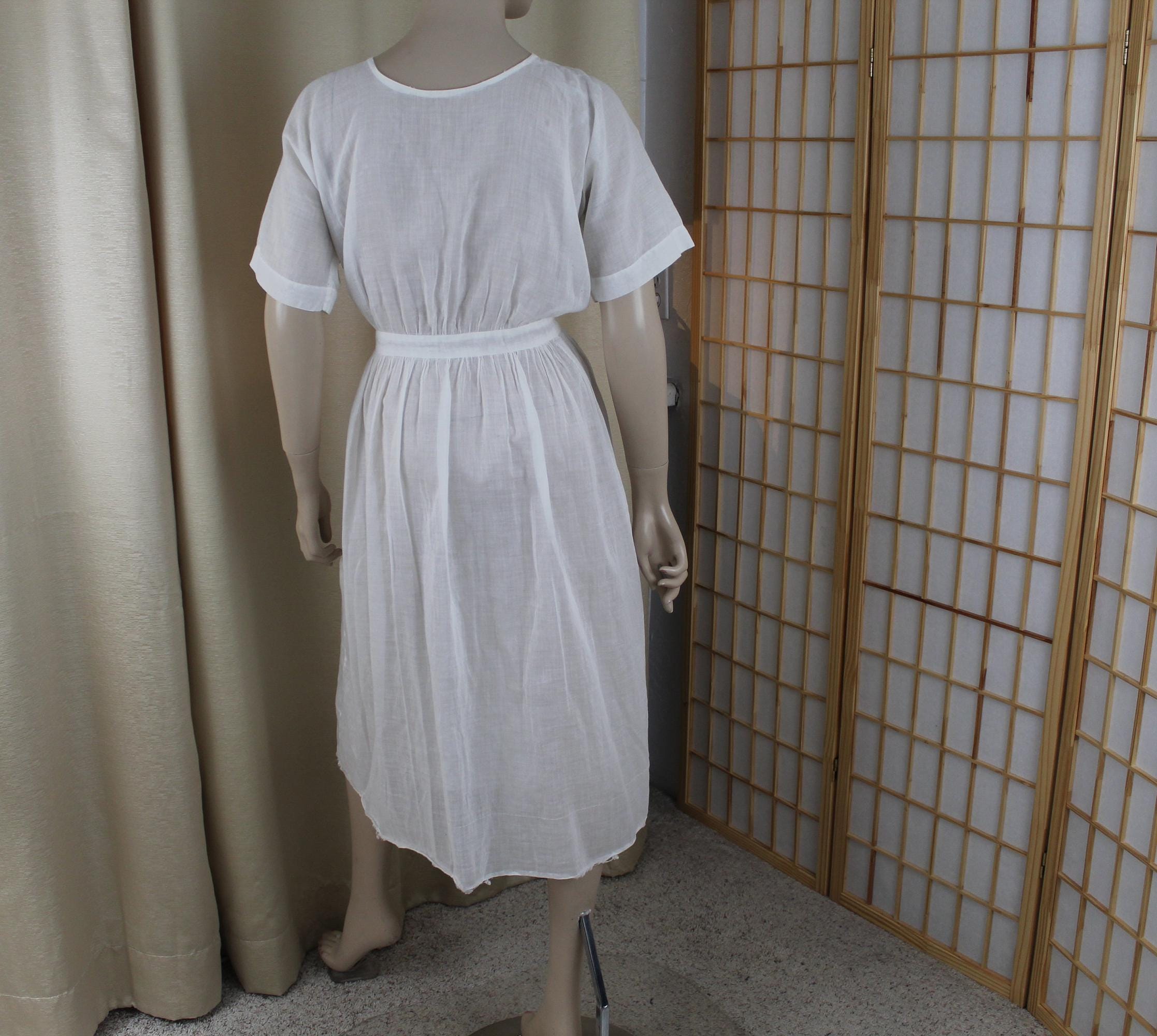 Vintage Antique White Dress/underdress Size M/L Rare Mender - Etsy