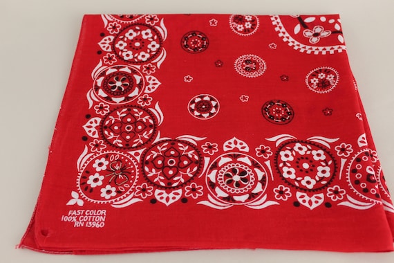 Vintage Rare Red Floral Bandana Fast Color Soft Cotto… - Gem