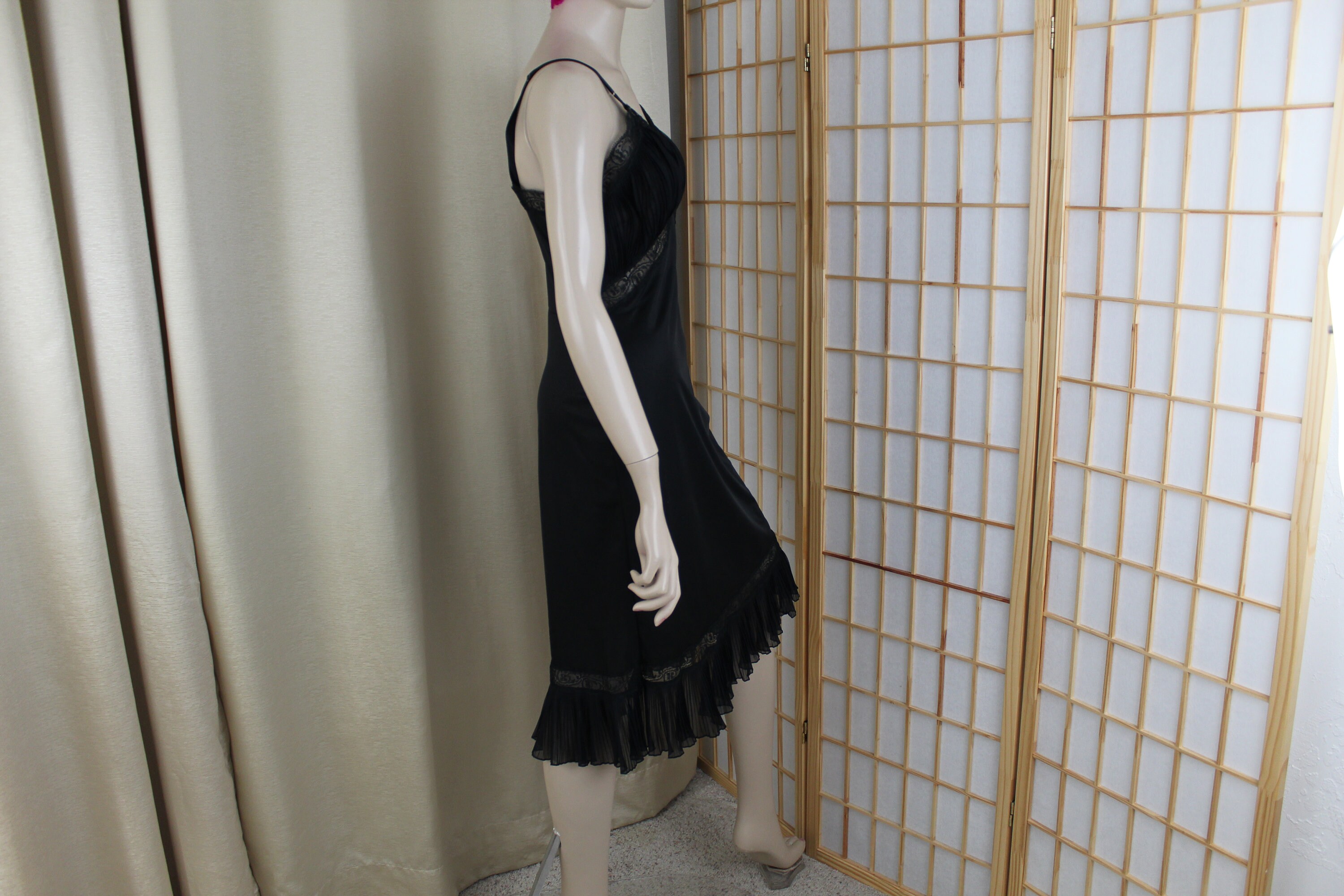 Vintage Luxury Black Crystal Pleating Lined Full Slip - Etsy