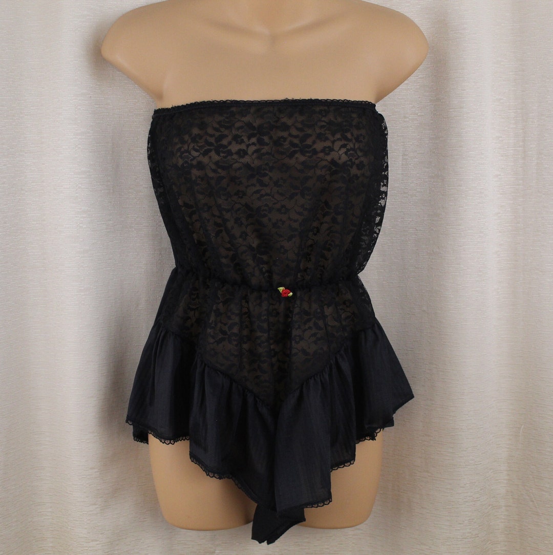 Vintage Spotlight Strapless Black Teddy/nightie/onesie Size S/M - Etsy
