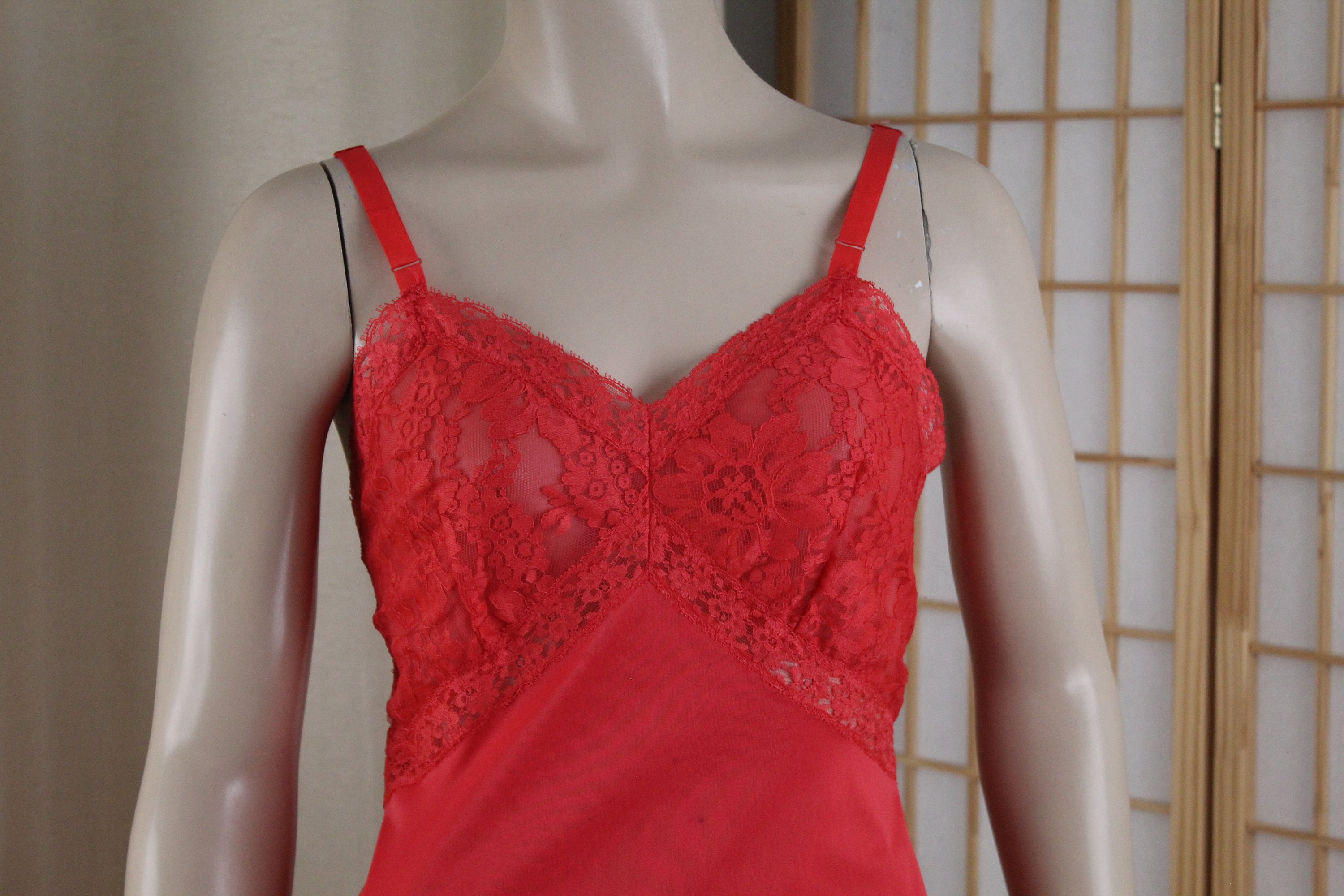 Vintage 1960's Sears Red Full Slip Size 34 Small - Etsy