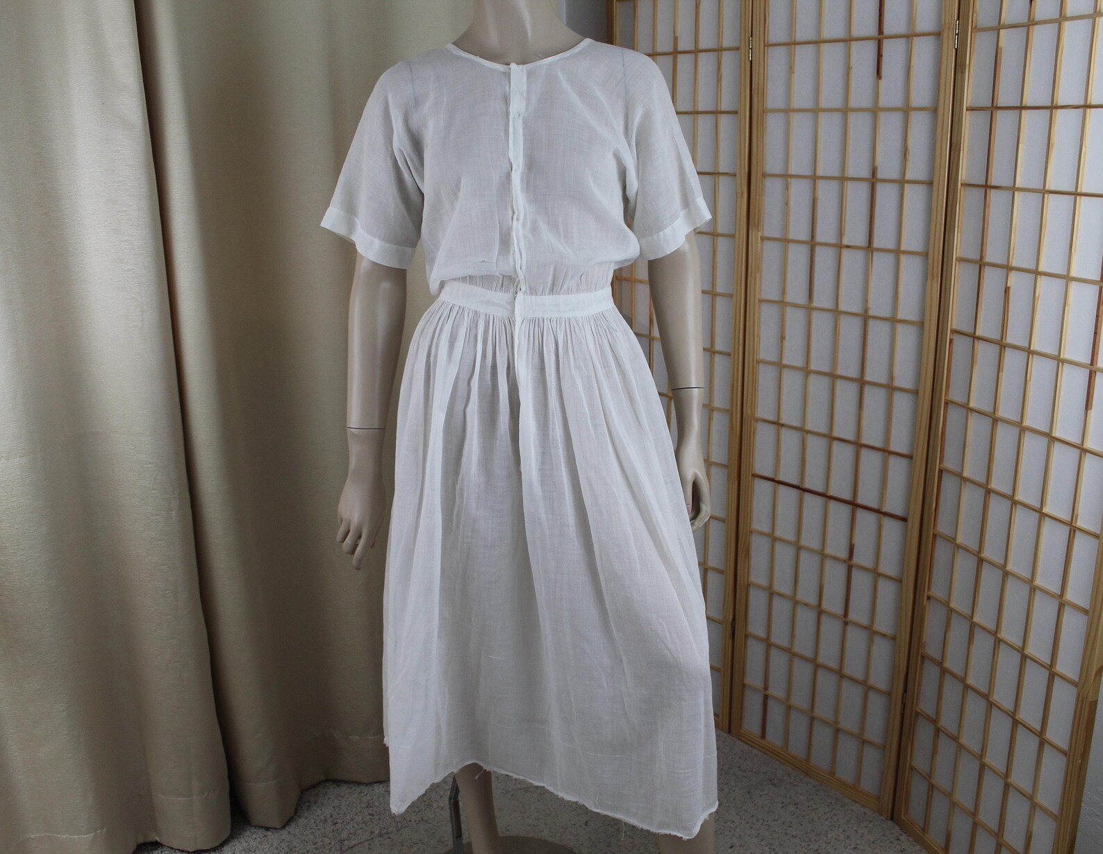Vintage Antique White Dress/underdress Size M/L Rare Mender - Etsy