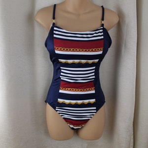 Vintage Jantzen One Piece Bathing Suit Size 12 Small Dark Blue/red ...