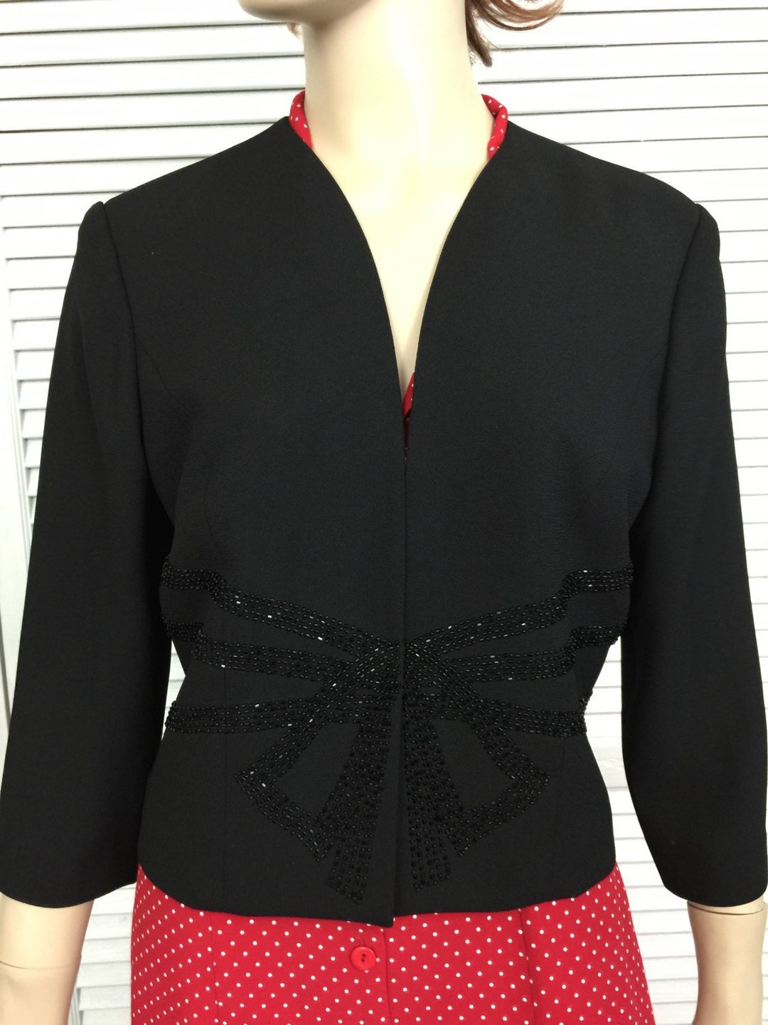 Vintage Black Beaded Short Jacket Size 10 Adrianna Papell - Etsy