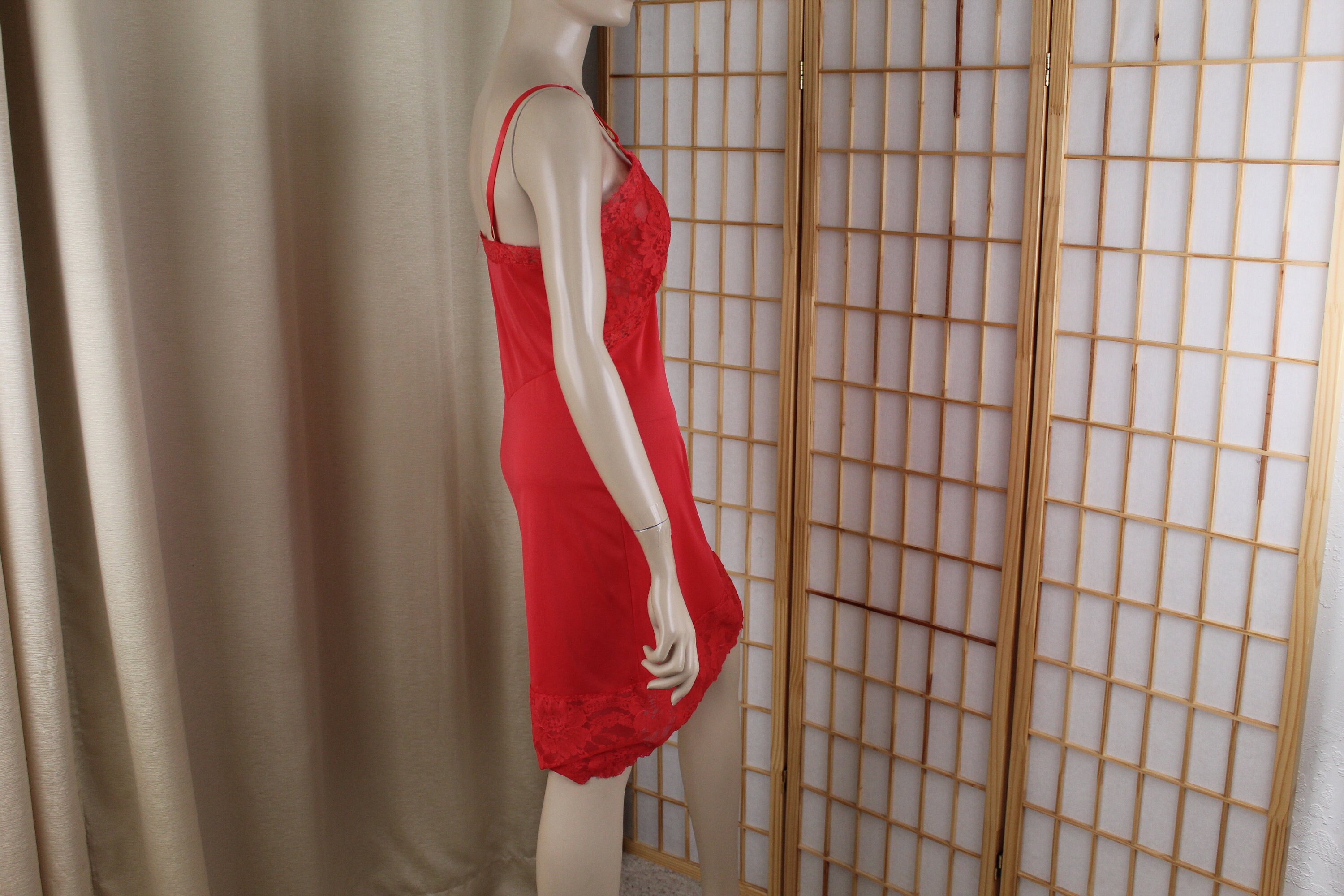 Vintage 1960's Sears Red Full Slip Size 34 Small - Etsy
