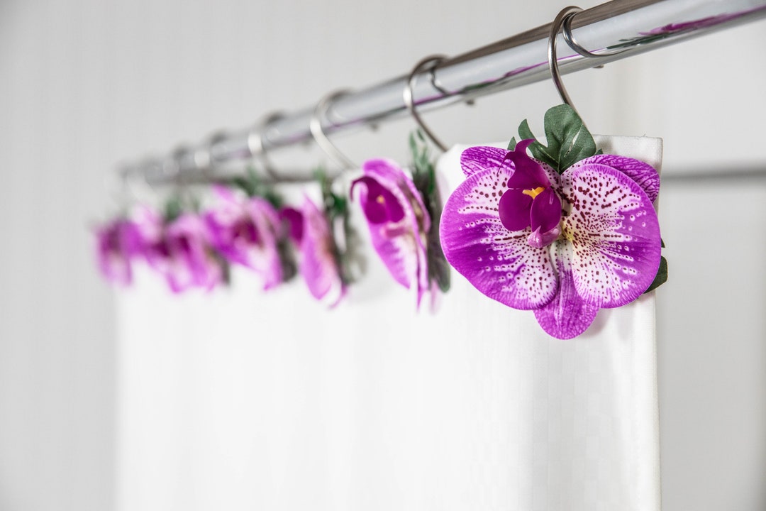 Purple Orchid Real Touch Shower Flower Curtain Hook or Ring Accessory ...