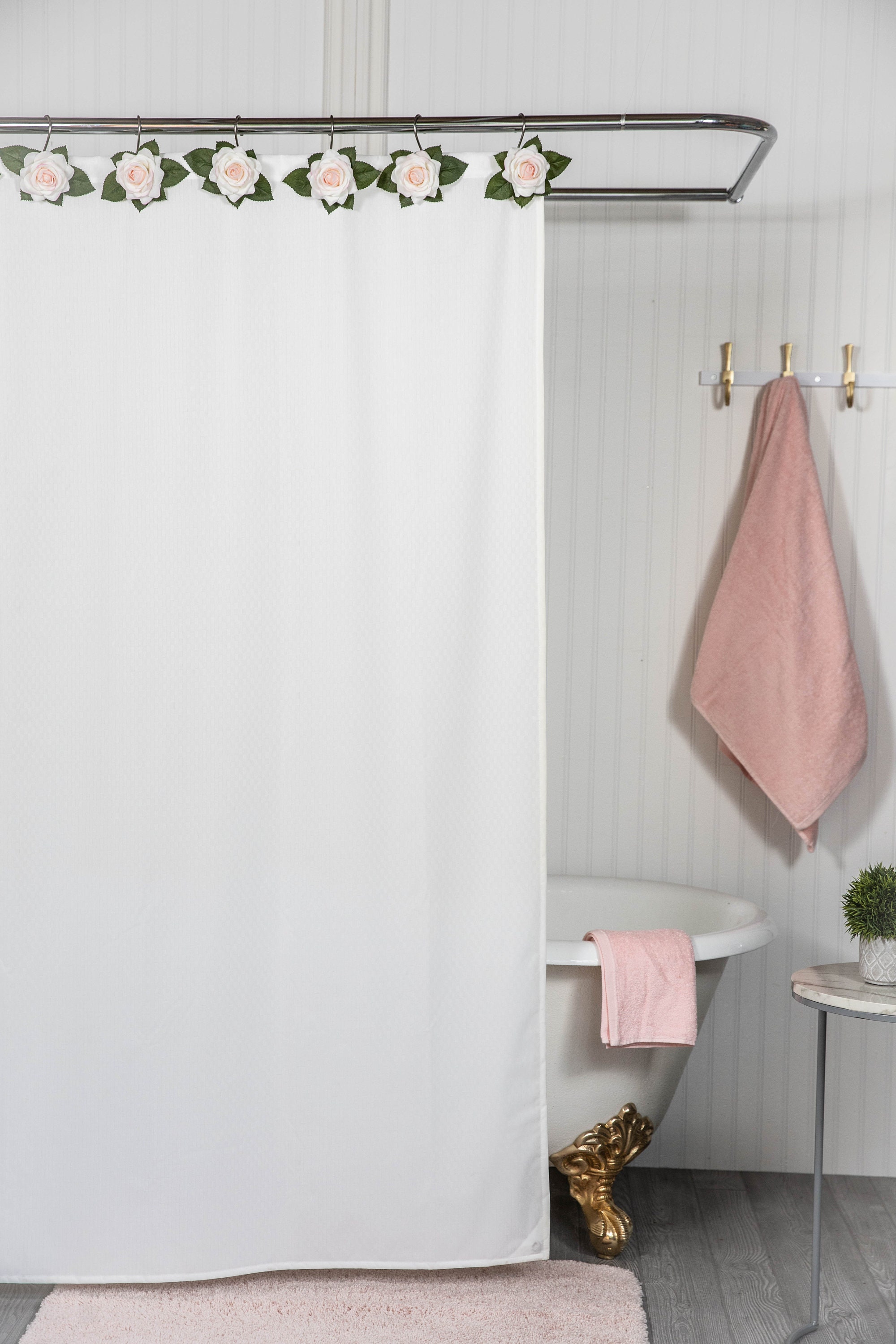 White Rose Real Touch Flower Shower Curtain Hook or Ring | Etsy