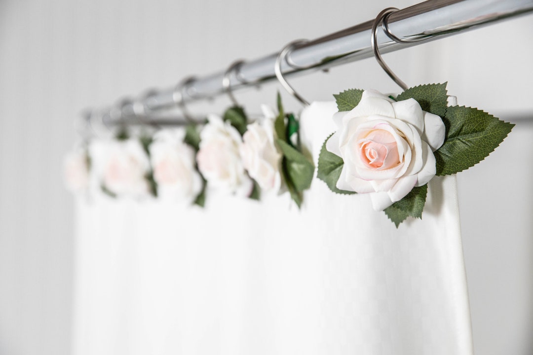 White Rose Real Touch Flower Shower Curtain Hook or Ring Accessories ...