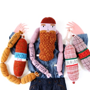Beardy Man Soft Toy - Handmade Stuffed Doll - Knit Lambswool Plush ...