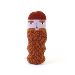 Beardy Man Soft Toy - Handmade Stuffed Doll - Knit Lambswool Plush ...