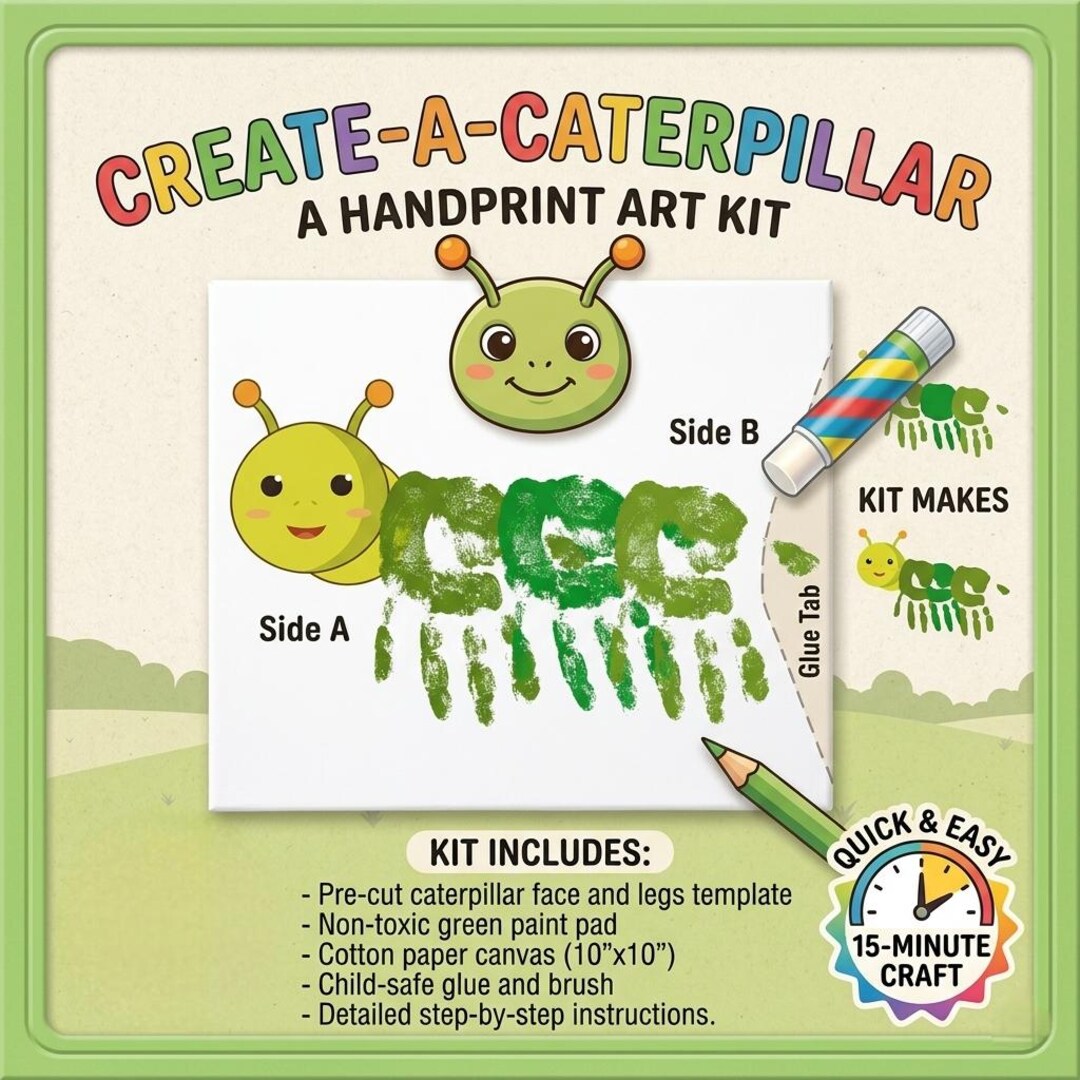Caterpillar Handprint Art Kit: Kids Spring Craft (digital Download) - Etsy