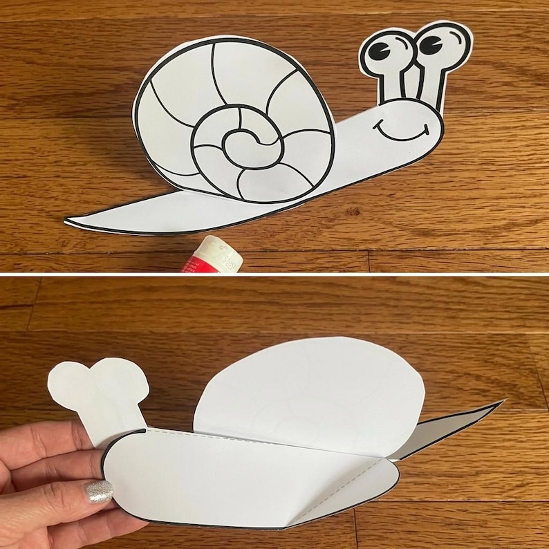 Printable 3D Paper Snail Craft Kit, Coloring Activity (digital Download ...